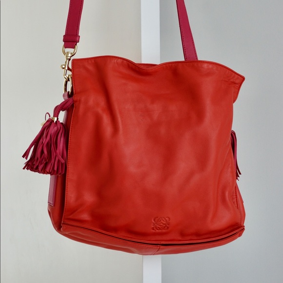 Loewe | Bags | Loewe Flamenco Medium Red And Pink Shoulder Bag | Poshmark